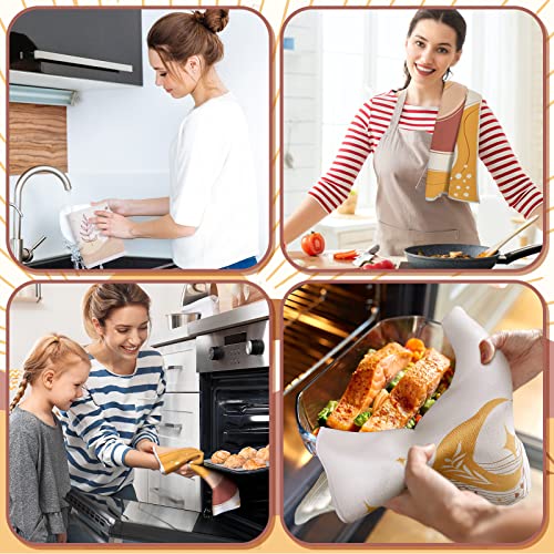 Frienda 4 Pieces Leaves Kitchen Towels 16 x 24 Inch Dish Towels Bathroom Hand Towels Set Absorbent Hand Drying Cloth Hand Towels for Kitchen Bathroom (Casual Style)