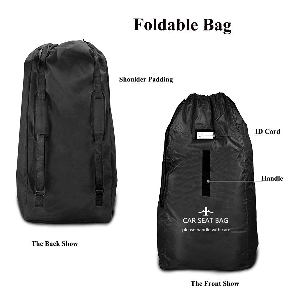 RAIFUJOIE Car Seat Travel Bag Made with Water Resistant and Rip Resistant Fabric Universal Fit Travel Bag with Adjustable Back Straps with Padding Collapsible with Self Organizer Case Pocket