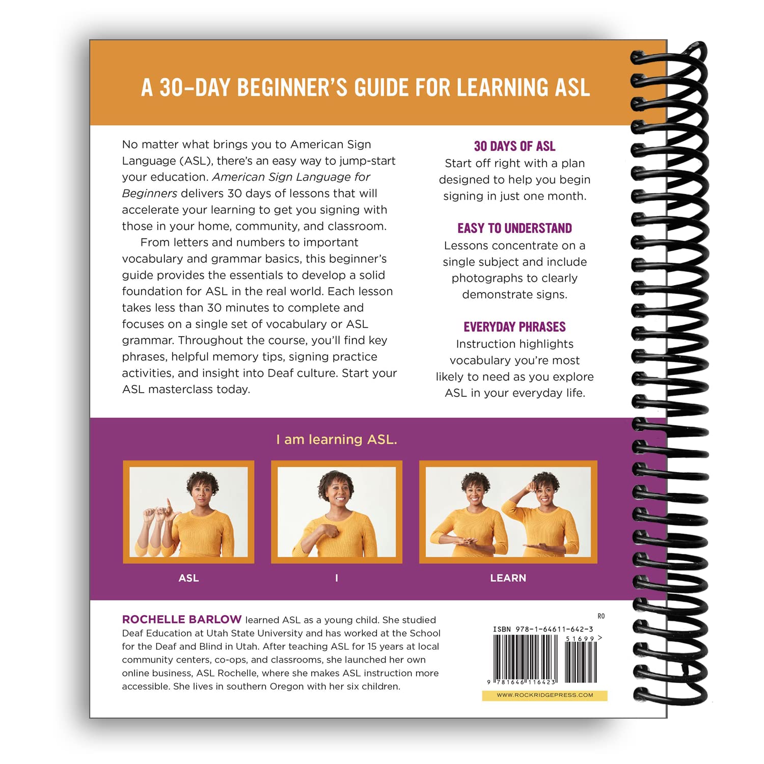 American Sign Language for Beginners: Learn Signing Essentials in 30 Days [Spiral-bound] Rochelle Barlow