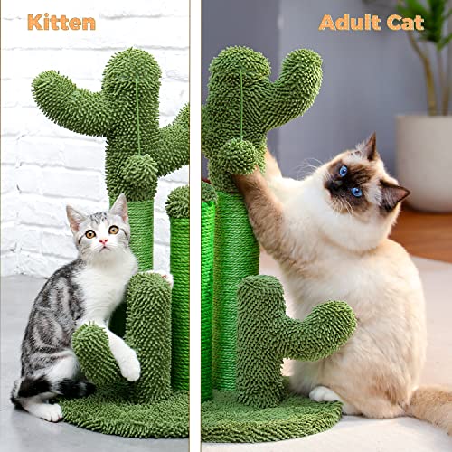 PAWZ Road Cat Scratching Post Cactus Cat Scratcher Featuring with 3 Scratching Poles and Dangling Ball-Medium 23 Inches