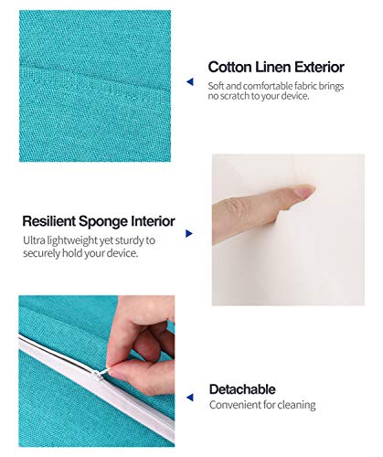 MoKo Tablet Pillow Holder, Pillow for iPad Multi-Angle Soft Tablet Stand Up to 12.9" for Xmas Gift, eReader, Fit with iPad 9, iPad Mini 6,iPad 10th, iPad Pro 11/12.9 2022,Galaxy Tab S9/S9+,Sea Blue