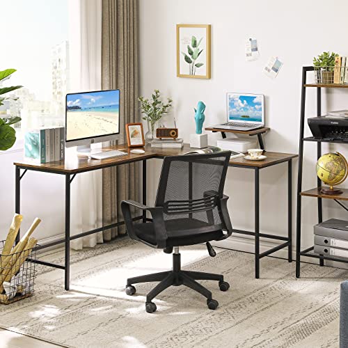 IBUYKE Industrial 53-Inch L-Shaped Computer Desk with Monitor Stand, Large Modern Corner Desk, Study Writing Workstation for Home Office, Space-Saving Gaming Table, Easy Assembly UTMJ052H