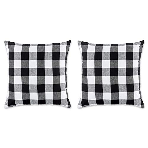 DII 100% Cotton Buffalo Check Pillow Cover Set, Black, 20x20, 2 Piece