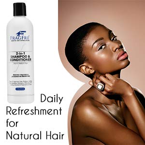 FRAGFRE 2 in 1 Shampoo and Conditioner 12 oz - Fragrance Free Conditioning Shampoo for Short to Medium Hairs - Color Safe Wash and Go - Sulfate Free Cleansing Conditioner for Sensitive Scalps (1 Pack)