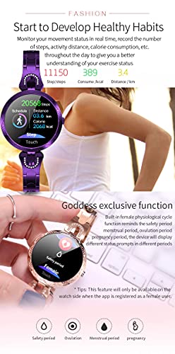 LONGLU Smart Watch for Women, Smartwatch Compatible for iOS Android iPhone Samsung Phones. Fitness Tracker with Heart Rate Blood Pressure Waterproof Bluetooth Pedometer Sleep Activity Tracker (Gold)