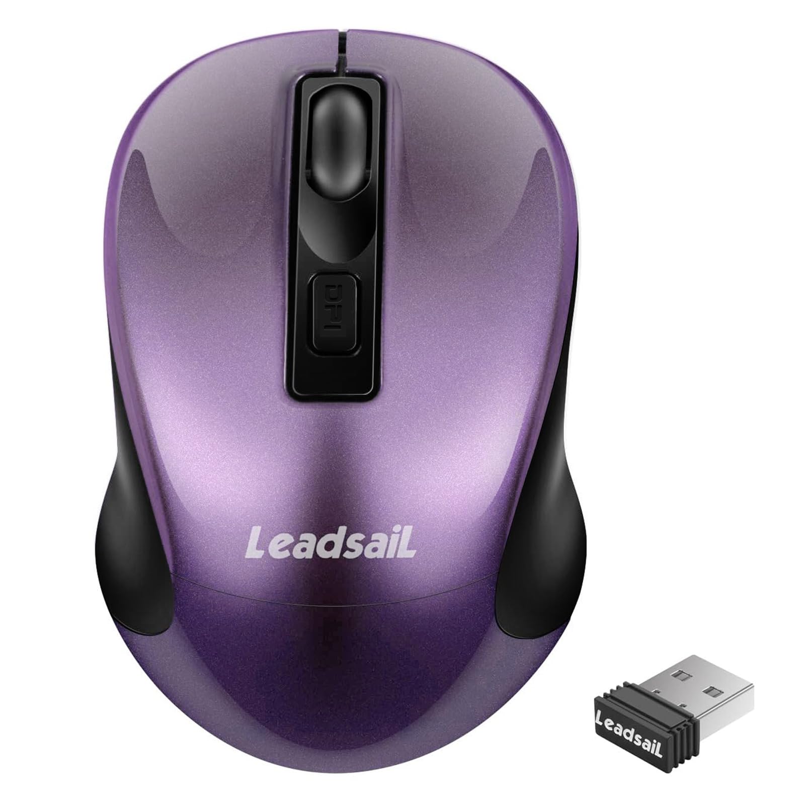 LeadsaiL Wireless Computer Mouse, 2.4G Portable Slim Cordless Mouse Less Noise for Laptop Optical Mouse with 4 Buttons, USB Mouse for Laptop, Desktop, MacBook
