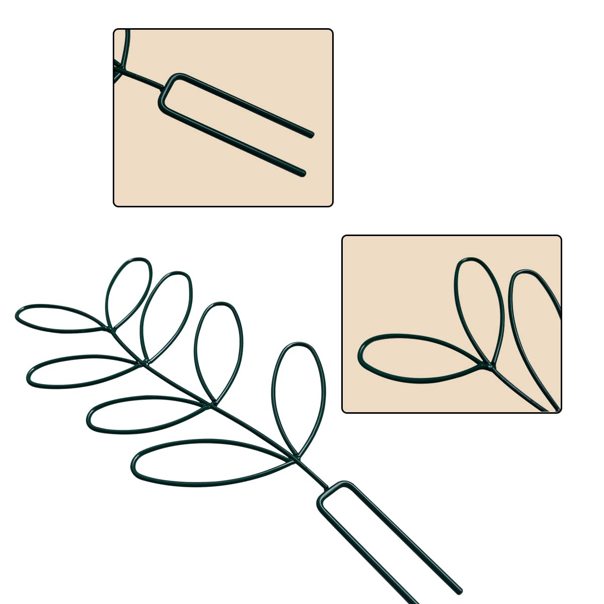 2Pack Indoor Plant Trellis Metal Wire Garden Trellis ,Small Climbing Leaf Shape Trellis for Garden Potted Plant Houseplant(Blackish Green)