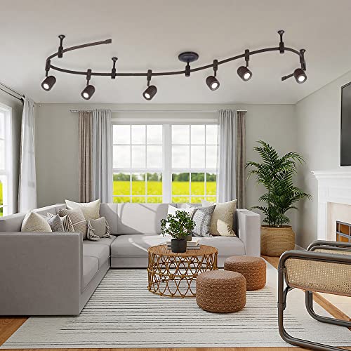 Catalina Lighting 96" Transitional 6-Light Integrated LED Flex Track Ceiling Light, Oil Rubbed Bronze
