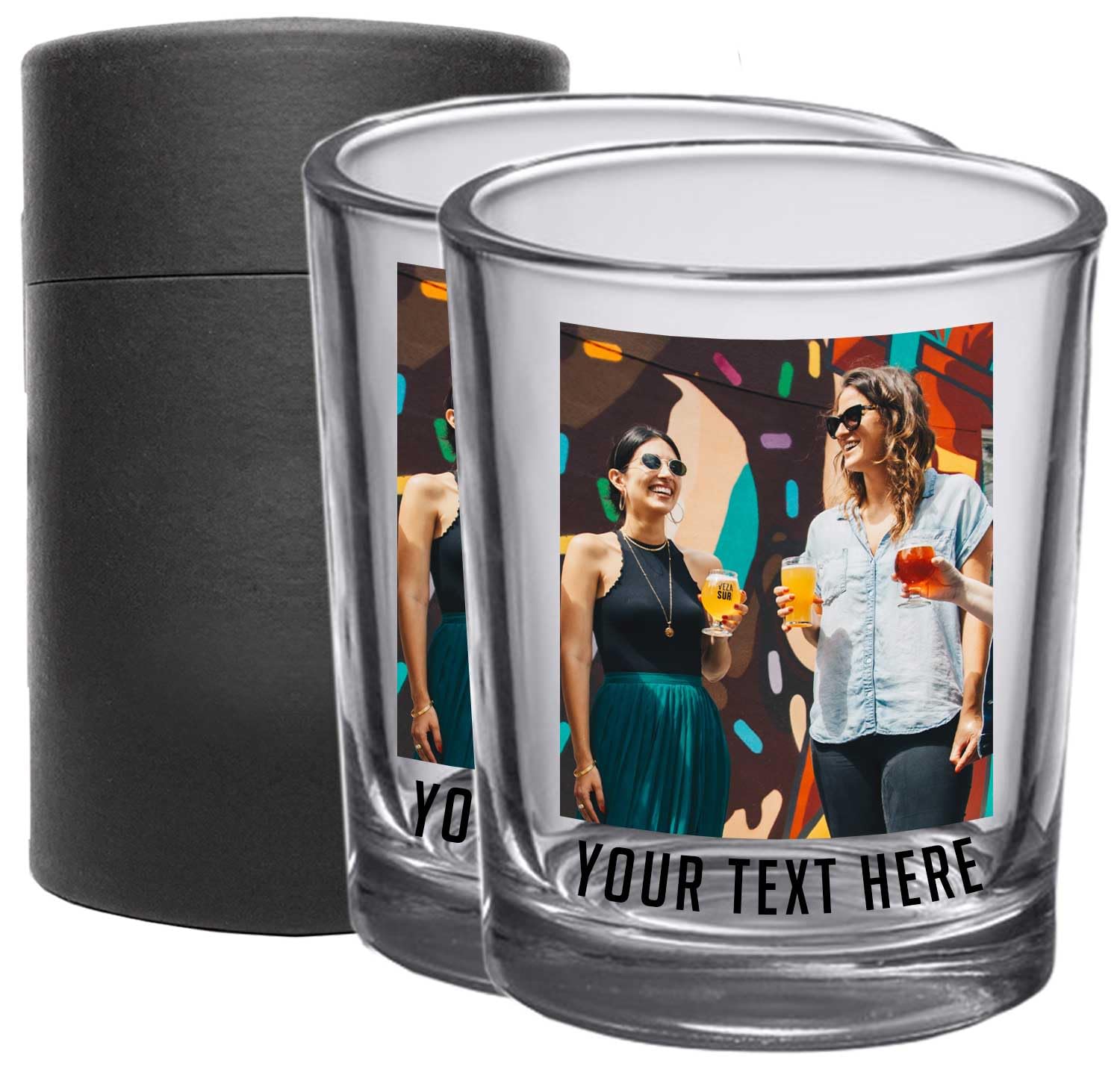 2pk Personalized Printed Photo 2.5oz Shot Glasses, Gifts for Dads and Moms, custom image or pictures – anniversaries, party favors, bachelor or bachelorette party, 21st birthday shot glass