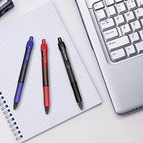mingtron Gel Pens, 100 Pack Black Pens Fine Point, No Smear Ink Pens for Left Hand, Click Pens Bulk, Retractable Rollerball Pens for Smooth Writing, 0.5MM, Black Ink
