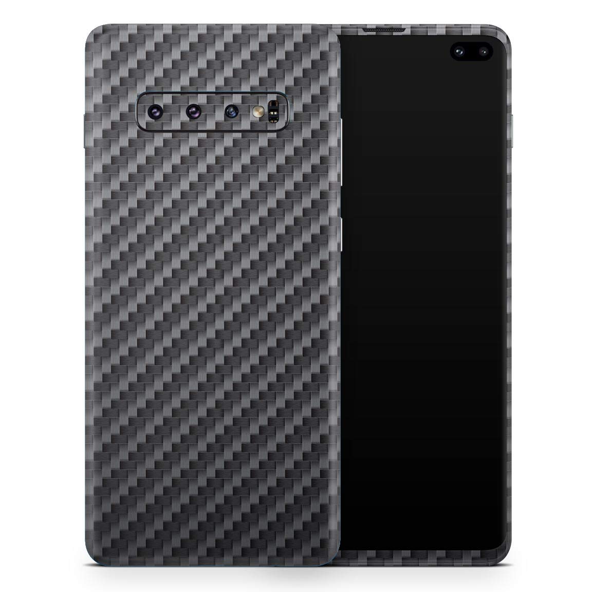 DesignSkinz Textured Black Carbon Fiber Protective Vinyl Decal Wrap Skin Cover Compatible with The Samsung Galaxy S20 (Screen Trim & Back Glass Skin)