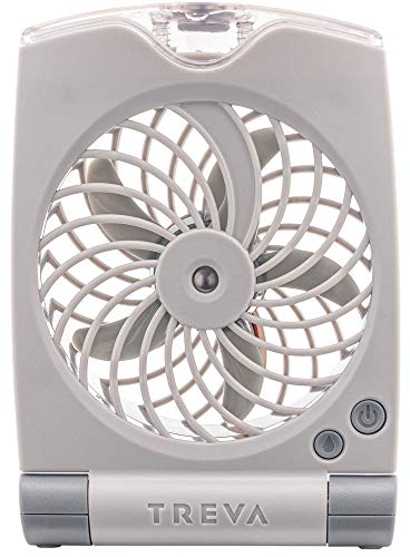 Treva 3-Speed Continuous Mister Fan – 3.5 Inch Personal Misting Fan with Intermittent or Constant Cooling Water Mist Sprayer - USB Rechargeable Battery - Portable for Travel, Camping, Beach, Desk