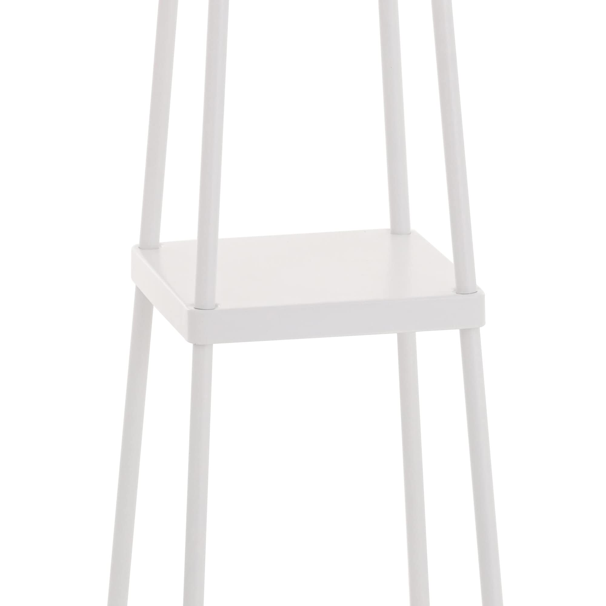 Catalina Lighting Modern Metal Etagere Floor Lamp with Shelves and Linen Shade, 58", Classic White