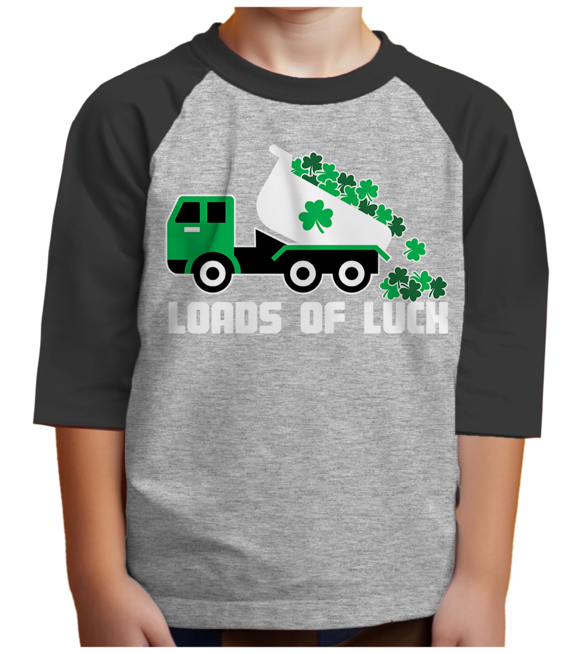 Boys St Patricks Day Shirt Tractor Digging Shamrocks Toddler Kids Raglan T-Shirt 5T Dark Gray