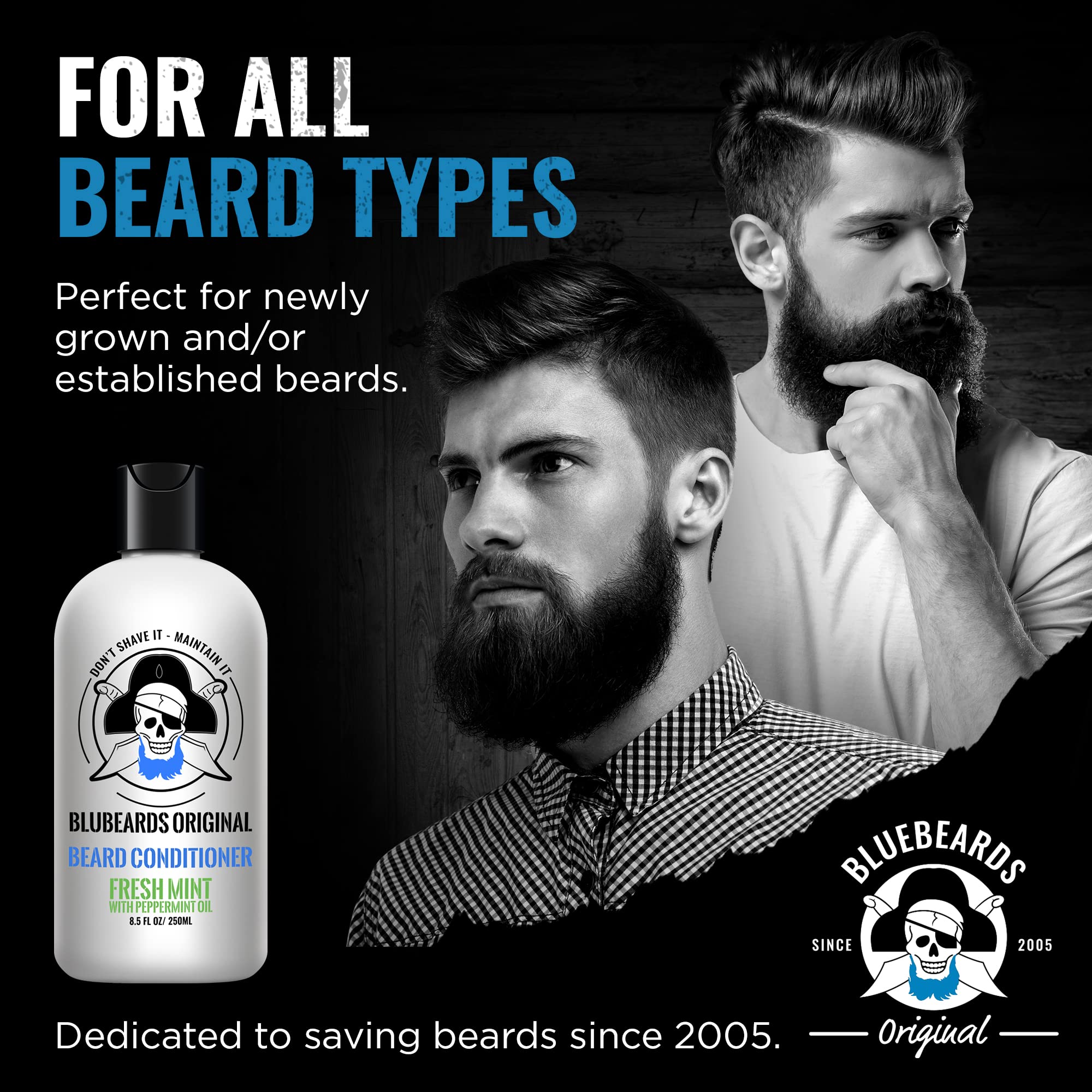 Bluebeards Original Fresh Mint Beard Conditioner for Men, 8.5 oz. - Beard Softener Infused with Peppermint Oil to Deeply Condition, Soften, and Moisturize Your Beard and Skin Underneath - Made in USA