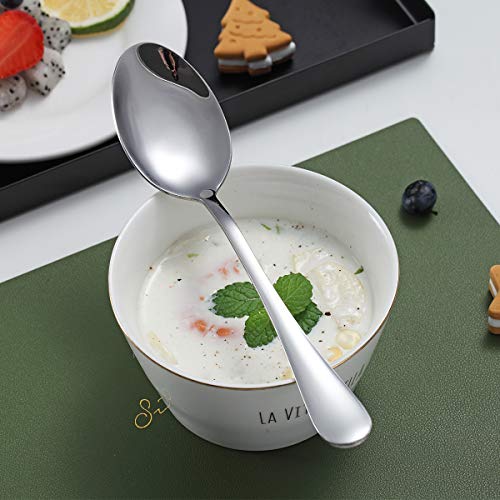 Dinner Spoons, Kyraton 6 Pieces 7.5" Stainless Steel Table Spoon, Soup Spoons, Dessert Spoons Sliverware Dishwasher Safe Set of 6