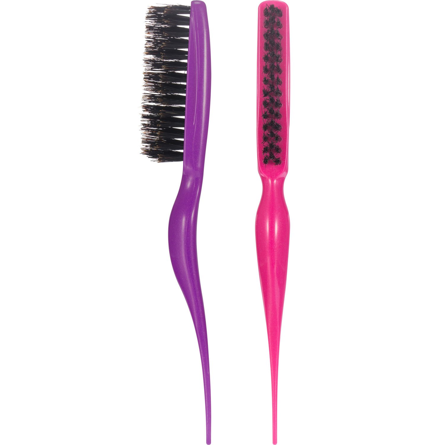 Frienda 2 Pieces Boar Bristle Brush Comb Hair Teasing Brush for Women Men Salon Boar Nylon Bristle Beauty Styling Backcombing Tool(Fuchsia and Purple)