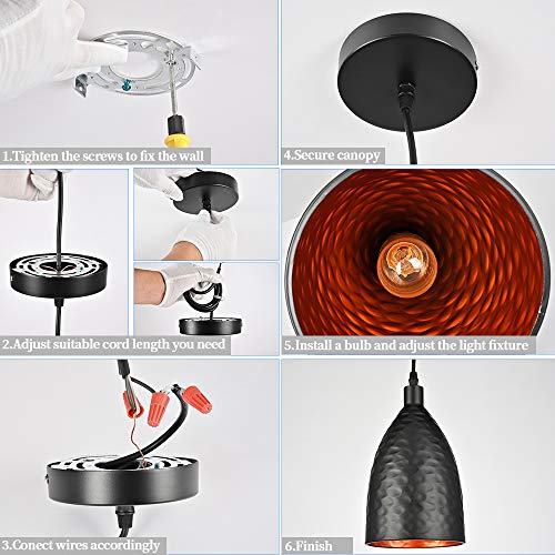 Pendant Light Black Metal Farmhouse Lighting Industrial Vintage for Kitchen Island Living Dinning Room Restaurant Cafe Bar Lighting