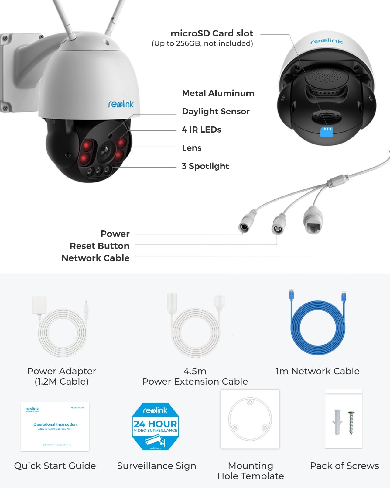 REOLINK RLC-523WA - PTZ Cameras Outdoor for Home Security, 5MP Wired WiFi Security Camera, 1920p, Auto Tracking, 5X Optical Zoom, AI Motion Detection, 2.4/5Ghz WiFi, Spotlights Color Night Vision