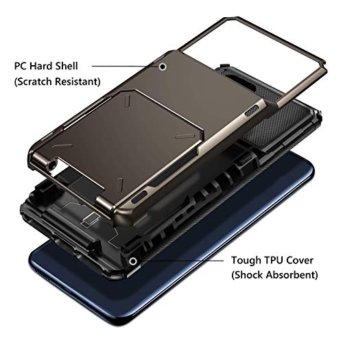 Vofolen for Galaxy S20 FE 5G Case Wallet Credit Card Holder 4-Card Slot Hidden Back Pocket Dual Layer Hybrid Rugged Rubber Bumper Protective Hard Shell Cover for Samsung Galaxy S20 FE 5G Gun