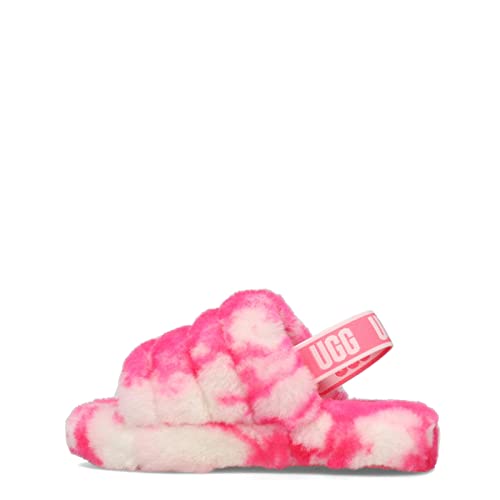 UGG Baby Girls I Fluff Yeah Slide Marble Slipper, Pink Rose/Seashell Pink, 0-1 Infant