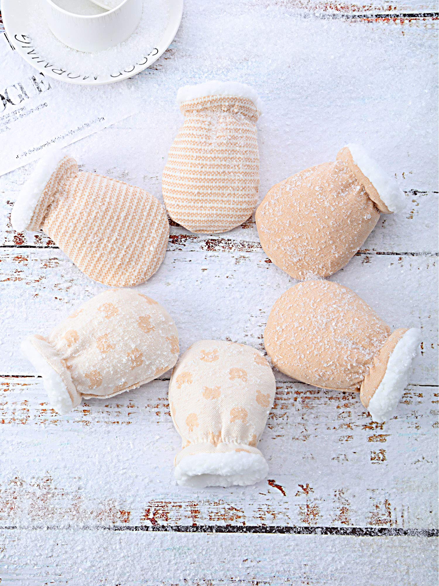 Blulu 3 Pairs Newborn Mitten Gloves Baby Winter Mittens Warm Infant Cotton Mittens