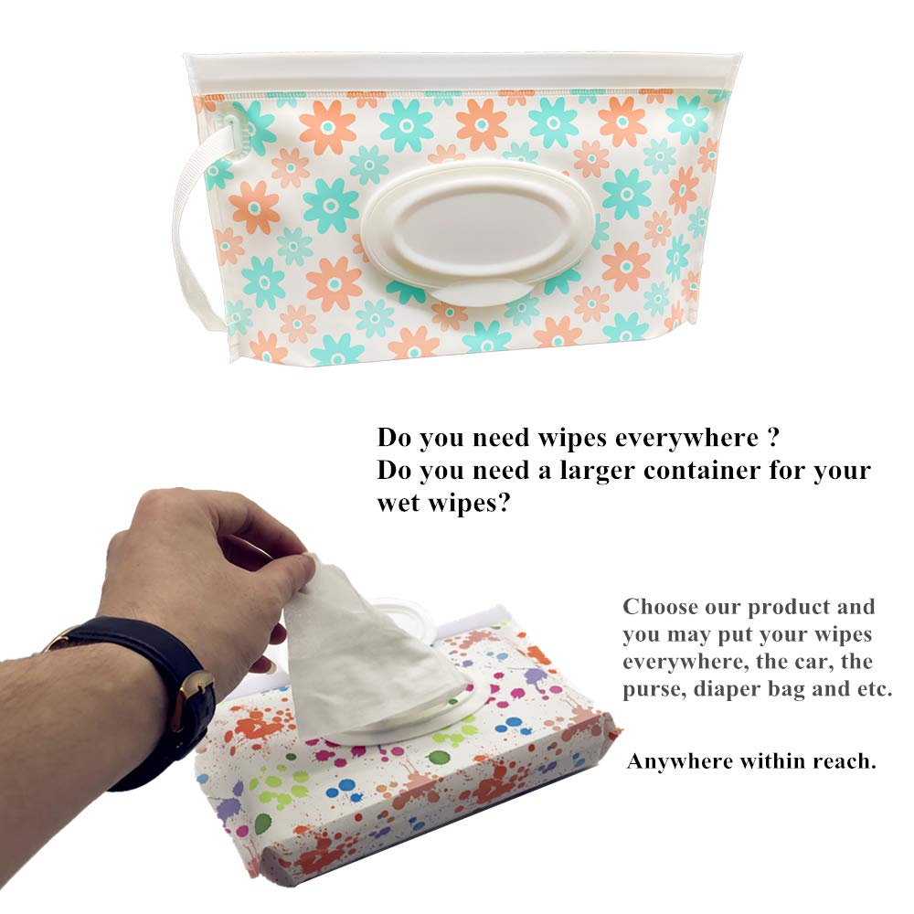 ULVBABI Baby Wet Wipe Pouch Container, Reusable & Refillable Portable Wipes Dispenser, Eco Friendly and Lightweight Baby Travel Wet Wipe Holder, Keeps Wet Wipes Moist (6 Pack)