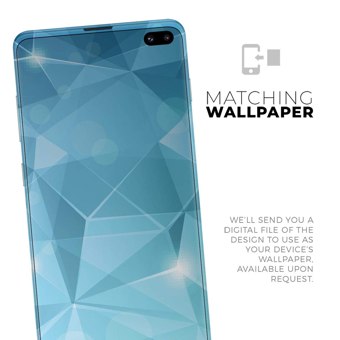 DesignSkinz Vector Shiny Blue Crystal Pattern Protective Vinyl Decal Wrap Skin Cover Compatible with The Samsung Galaxy S20 (Screen Trim & Back Glass Skin)