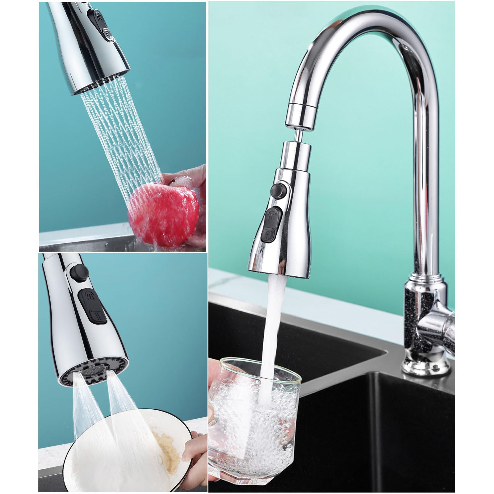 2023 New Gpmsign Universal Pressure Tap Nozzle,Universal Pressure Tap Nozzle Kitchen Sink Water Spray Faucet, 360° Rotating Bathroom Kitchen Sprayer Faucet Extender For Sink Tap Head (Silver+Grey)