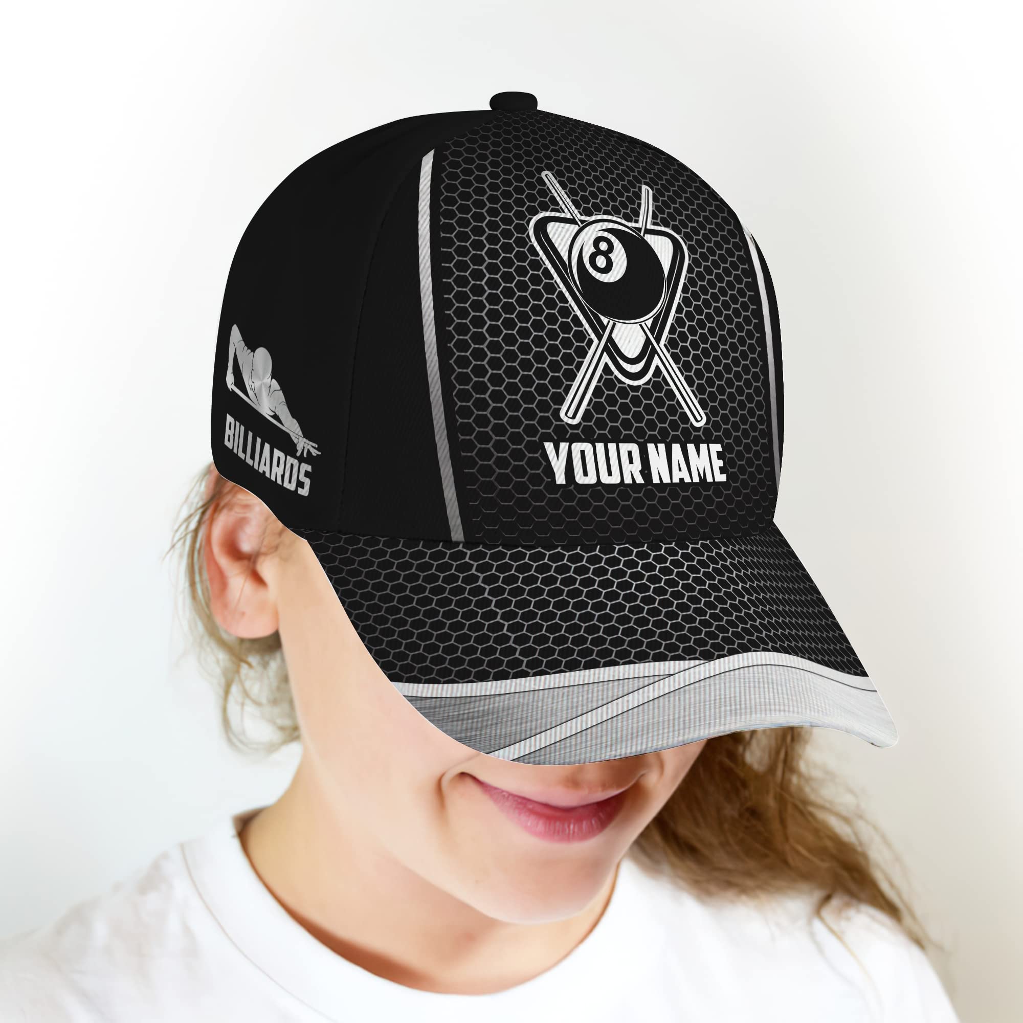 3D Printed Personalized Billiard Ball Snapback Closure Baseball Cap Billiards Hat Gift for Pool Players Multicolor