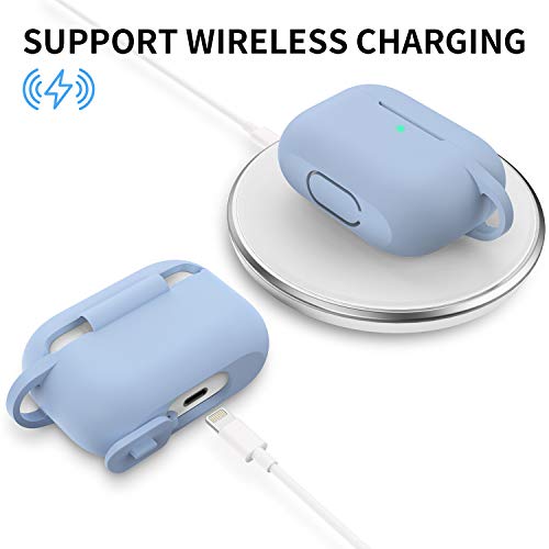 GMUDA for AirPods Pro(2nd Generation/1st Generation),Protective Silicone Cover with Keychain,Compatible with Apple AirPods Pro 2, Front LED Visible (Denim Blue)