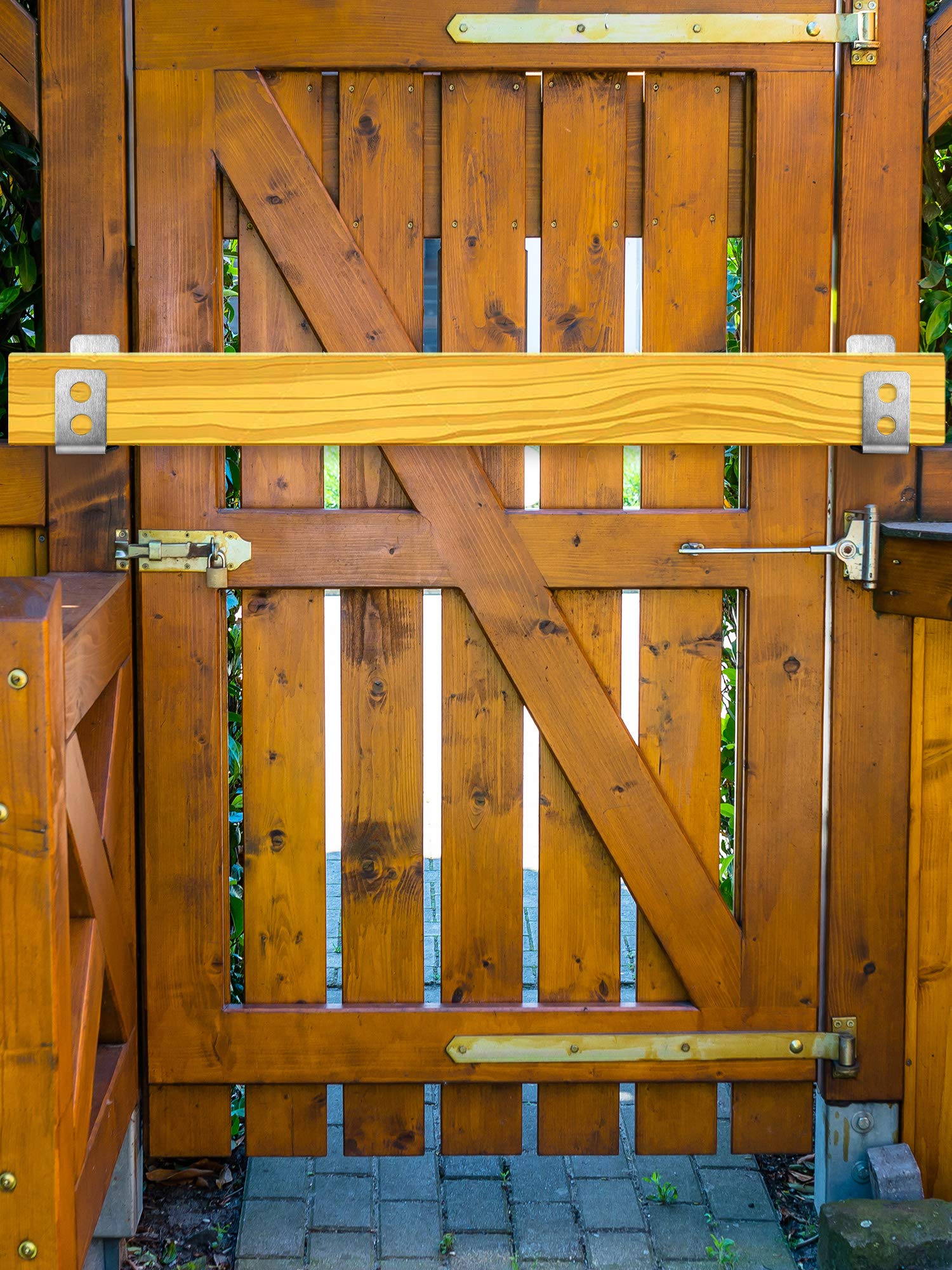 2x4 Door Barricade Brackets (2 pcs) | Drop Open Bar Holder Marine Grade Stainless Steel U Bracket for 2 by 4 Lumber as Security Door Reinforcement, Door Jammer, Barn, Shed, Garage, Gate