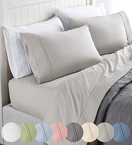Elegant Comfort Luxury Best, Soft Coziest 3-Piece Bed Sheet Set! 1500 Thread Count Egyptian Quality | Quilted Design on Flat Sheet and Pillowcases | Wrinkle Free, 100%, Twin, Dusty Rose