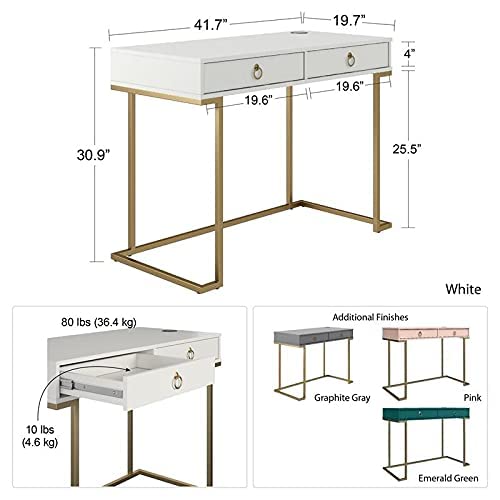 CosmoLiving by Cosmopolitan CosmoLiving Camila, White Writing Desk