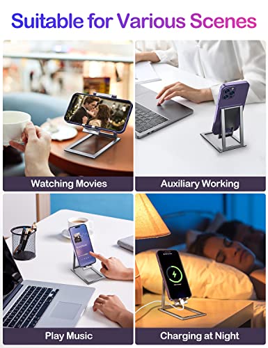 Adjustable Cell Phone Stand,Desk Phone Holder,Cradle,Dock,Aluminum Foldable Cell Phone Stand for Desk,iPhone Stand Holder for iPhone 14,Plus,Pro,Pro Max,13,12,All Android Smartphone Office Accessories