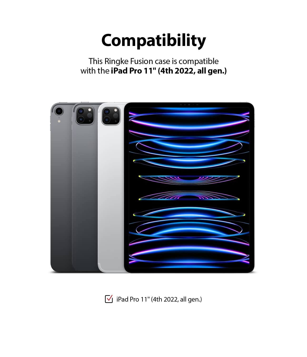 Ringke Fusion [Case + Pencil Holder] Compatible with iPad Pro 11 Inch Case (4th 2022, 3rd 2021, 2nd 2020, 1st 2018) Transparent Hard Back Shockproof Double Air Pocket Bumper - Clear