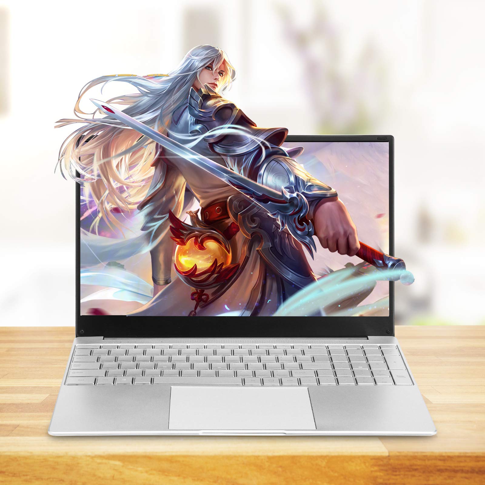 2021 15.6-inch Laptop 8G + 256G celeron J4115 high-Performance Quad-core CPU, 2PCS 4500mAh can Work continuously for 6-8 Hours, WiFi, HDMI, Bluetooth 4.0, Windows 10 (Silver 8G+256G)