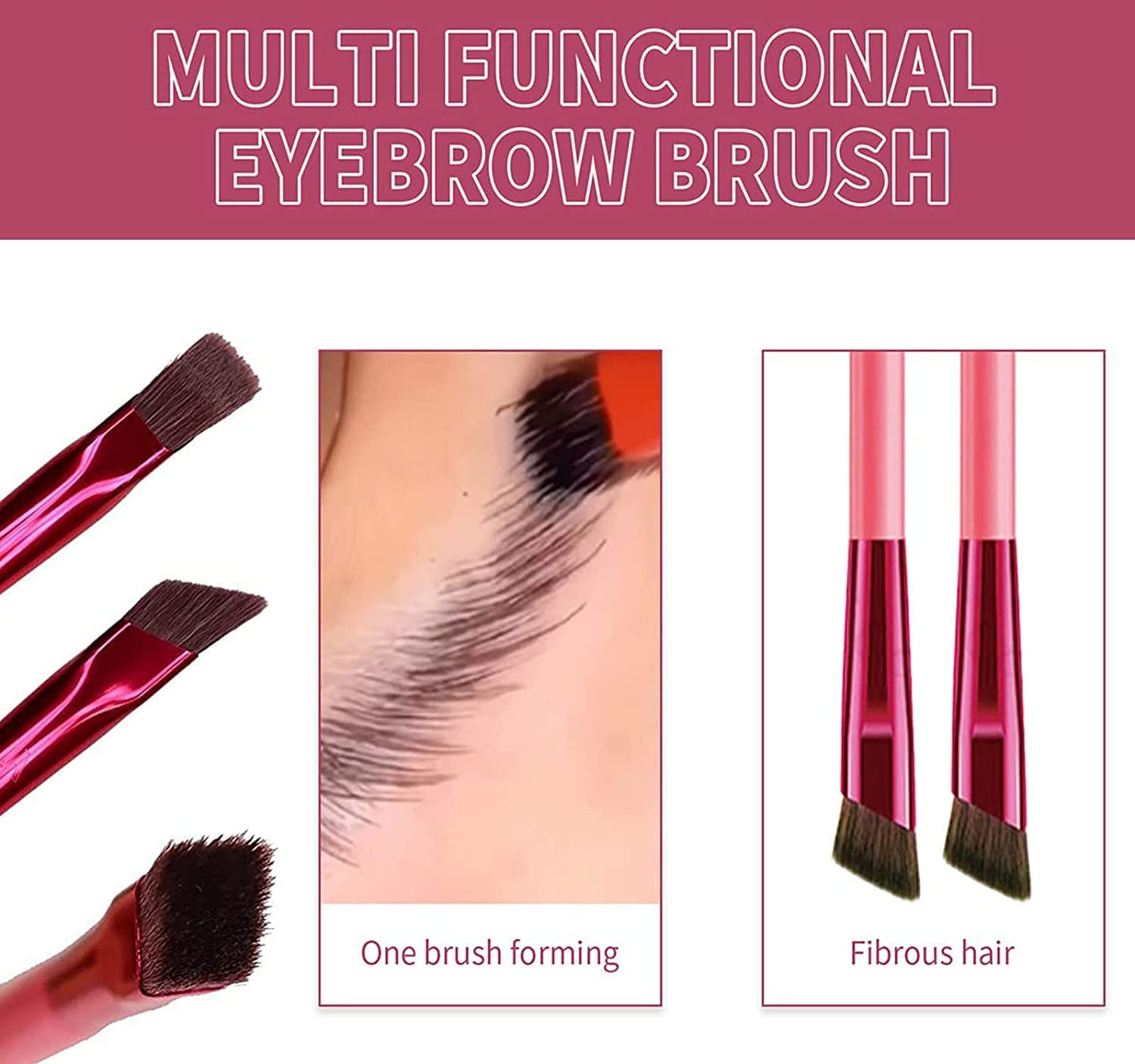 2PC Natural UltraThin Stroke Brow Brush and Eyebrow Cream, Eyebrow Hair Stroke Brush, Multifunction Ultra-thin Angled Realistic Eyebrow Brush (Dark-brown)