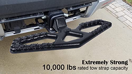 Eapele Tow Hitch Step for 2 inch Receivers, Solid Steel Construction Rust Free Powder Coated, 10,000lbs Rated Tow Strap Capacity