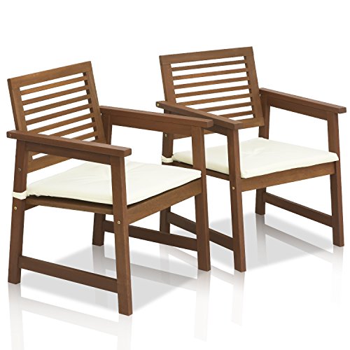 Furinno FG161249 Tioman Hardwood Outdoor Armchair with Cushion, Natural