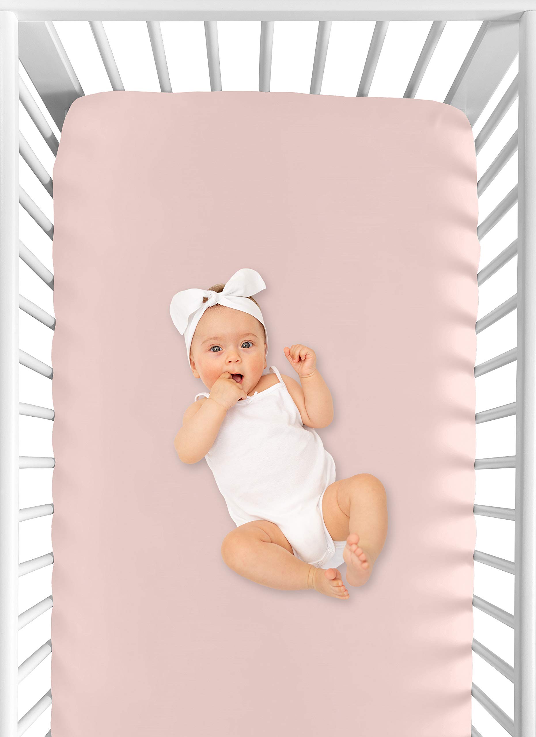 Blush Pink Baby or Toddler Fitted Crib Sheet for Watercolor Floral Collection by Sweet Jojo Designs