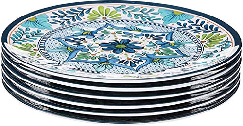 Certified International, Multicolor Talavera 11" Melamine (nitrogen-based plastic) Dinner Plate, Set of 6, 11 inch