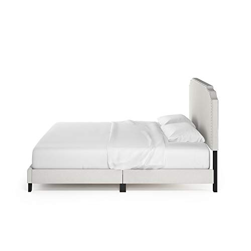 Furinno Nadia Nailhead Trim Bed Frame, King, Gray