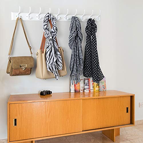 WEBI Coat Rack Wall Mounted,10 Hooks,38 1/4’’ Long,Wood Coat Hooks Wall Mounted,Coat Hanger Wall Hook Rack,Jacket Hooks for Hanging Coats,Clothes,Hats,White
