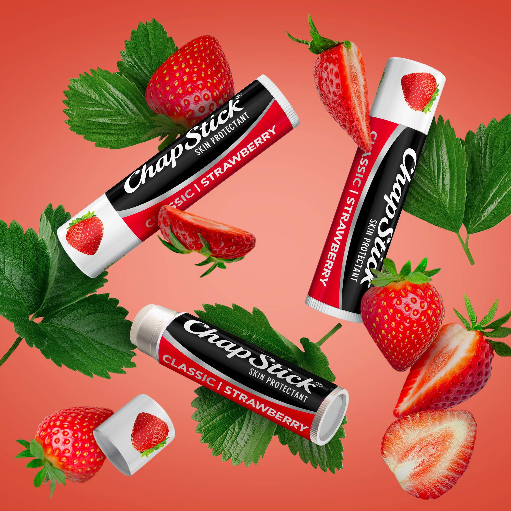 ChapStick Classic Strawberry Lip Balm – Fruity & Sweet, Moisturizing Lip Care for Dry, Cracked Lips, 0.15 Oz