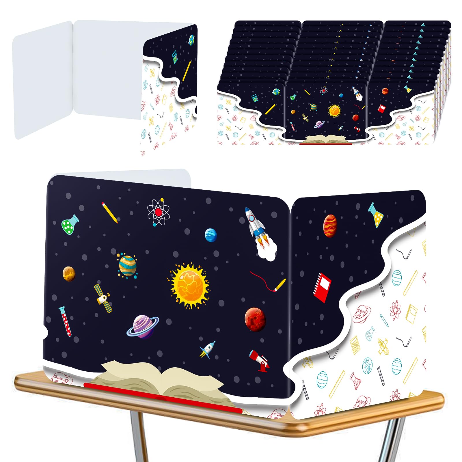 24 Pack Privacy Shields for Student Desks, Colored Classroom Privacy Folders for Students, Privacy Boards for Test and Desk Dividers (16"W x 12"H x 13"D)