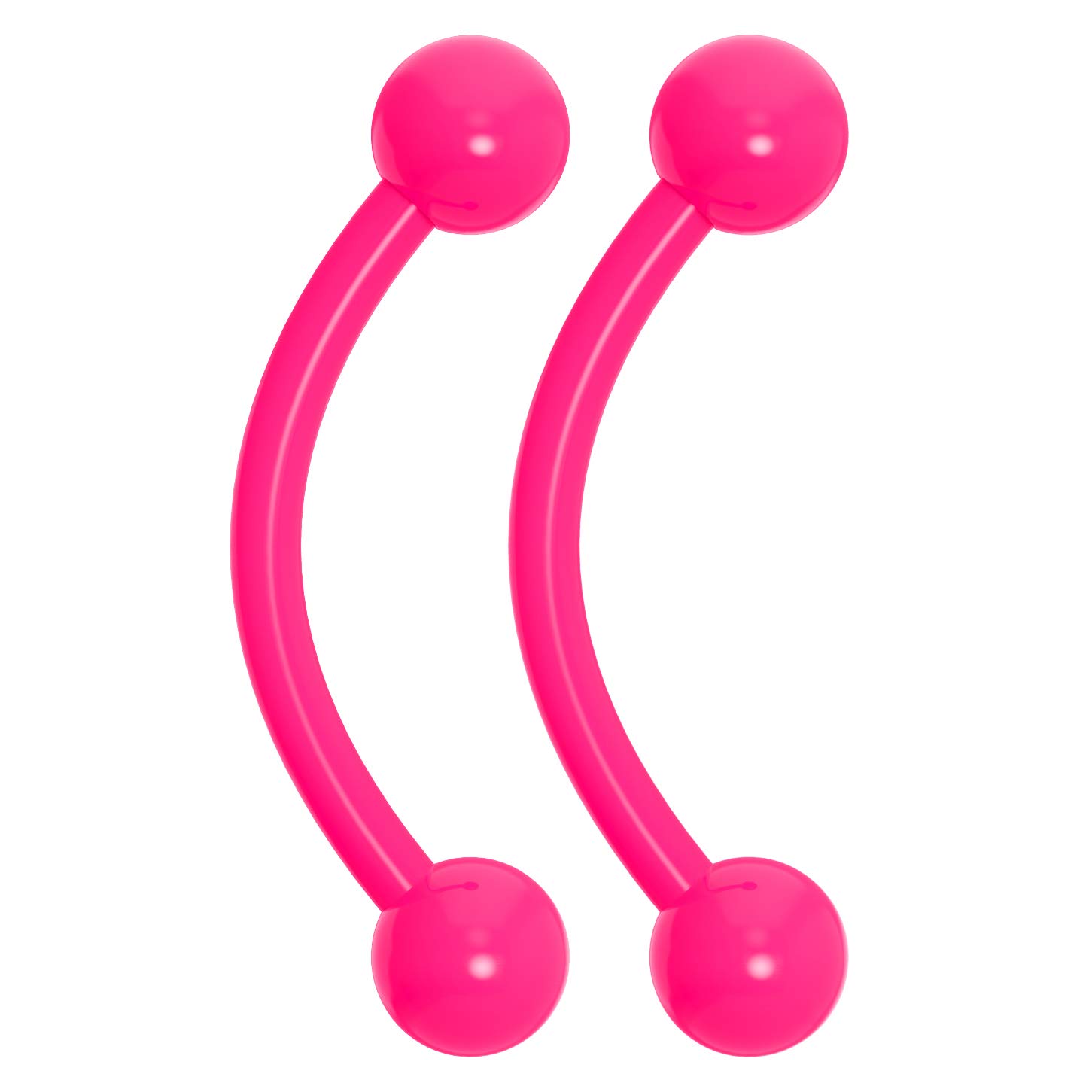 2pc 16g Pink Dental-Grade Acrylic Curved Barbell 3mm Ball Eyebrow Belly Bar Lip Tragus Ring Piercing Jewelry - 10mm