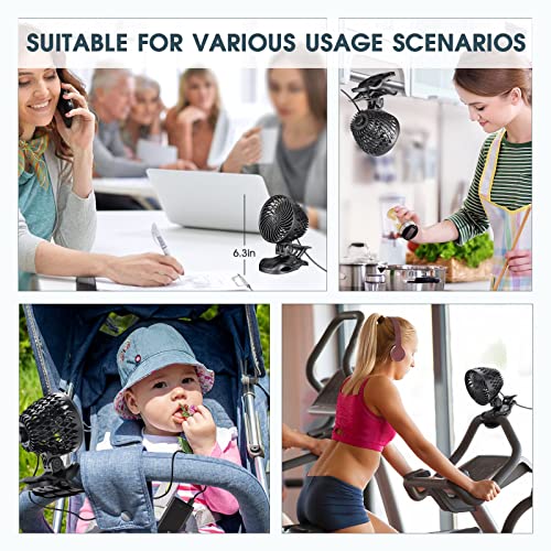 2023 New USB Desk Fan, Variable Speed Clip on Fan with Strong Airflow&Sturdy Clamp, 360°Rotation Adjustable Portable Table Cooling Fan for Home Office Car Stroller