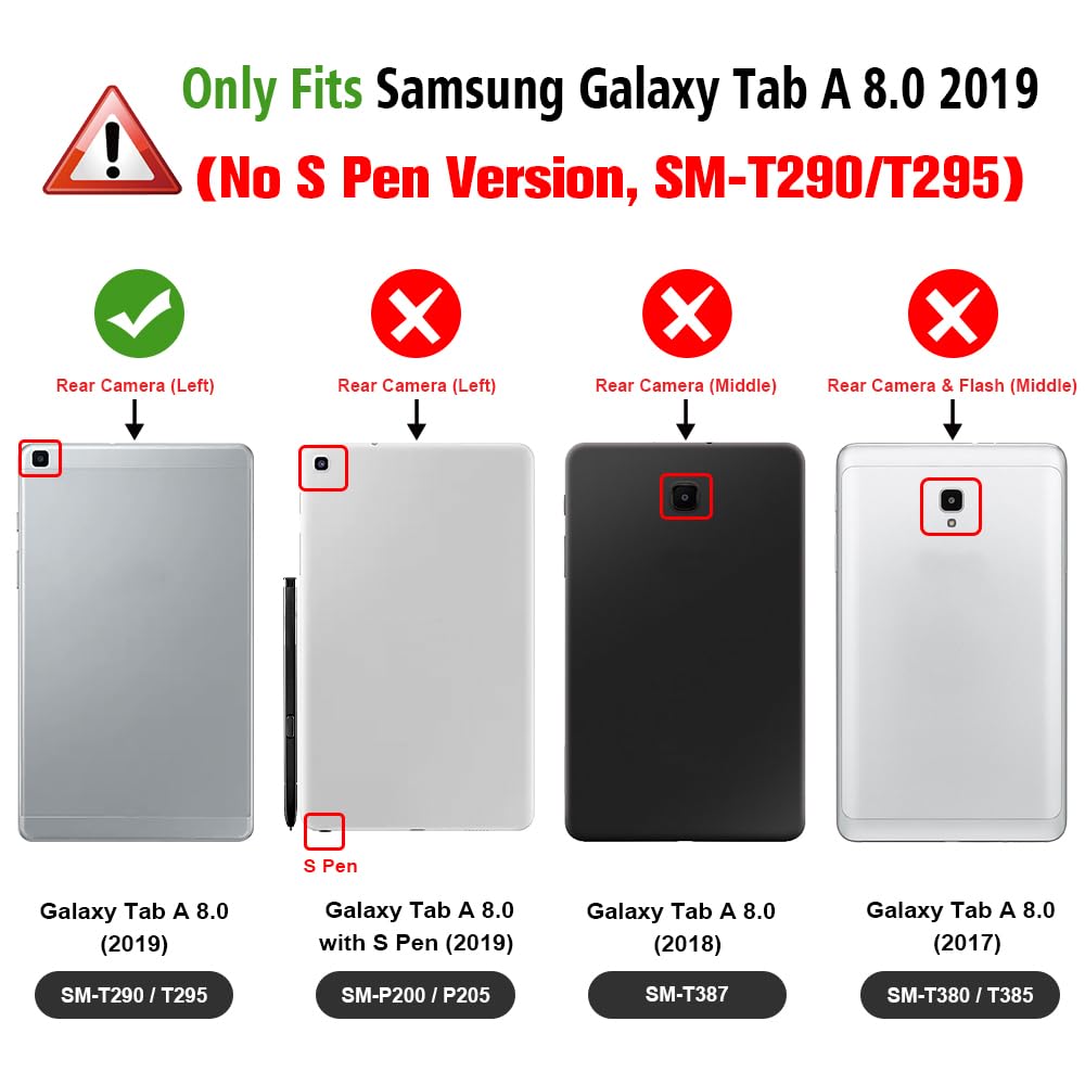 Fintie Case for Samsung Galaxy Tab A 8.0 2019 Without S Pen Model (SM-T290 Wi-Fi, SM-T295 LTE), [Corner Protection] Multi-Angle Viewing Stand Cover with Pocket, Turquoise/Brown