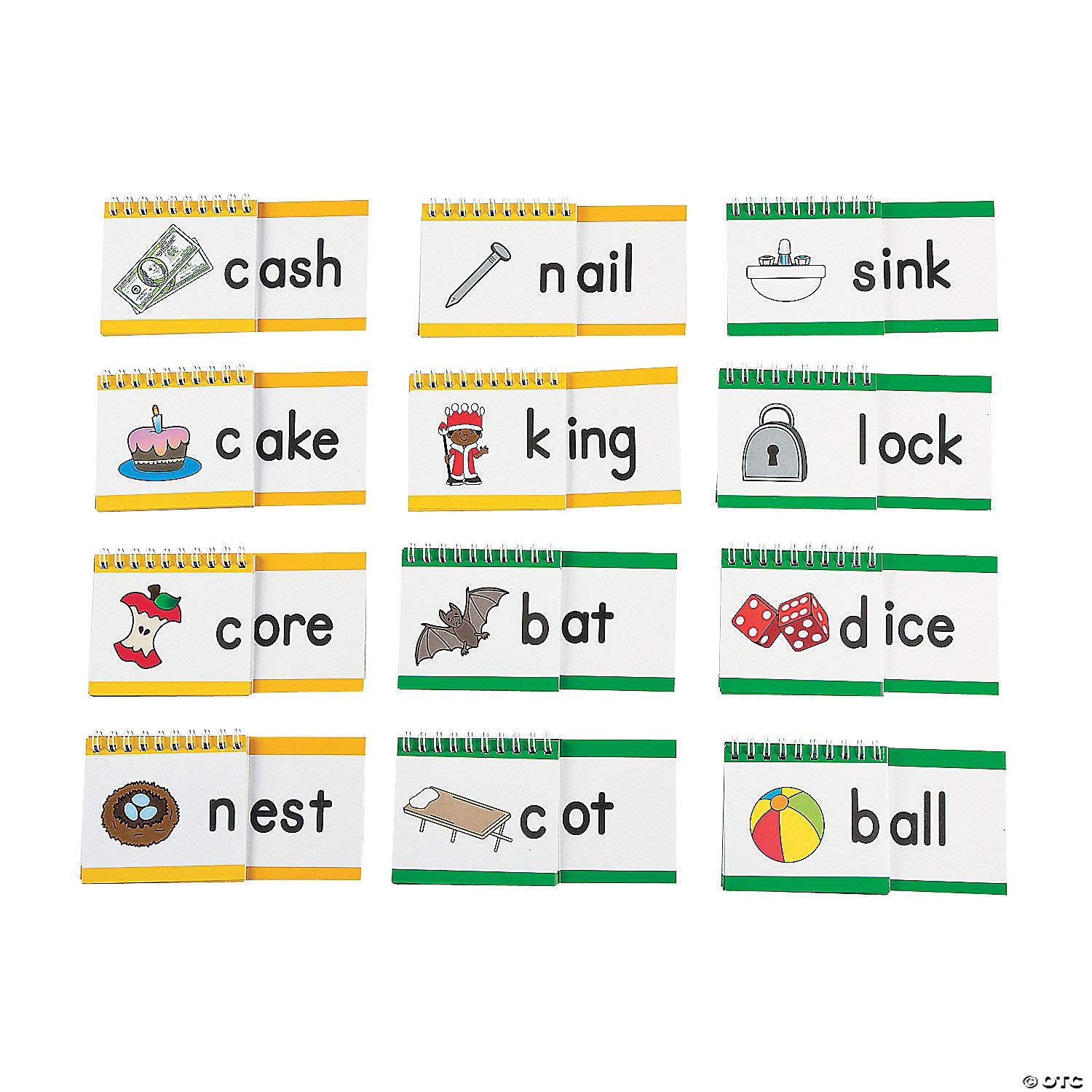 Fun Express Word Family Spiral Flip Books (37 Pieces) Language Teaching Aids and Classroom Supplies